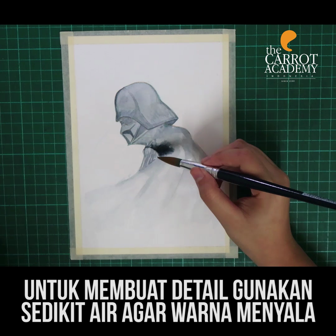 CARROT TUTORIAL - MENGGAMBAR DARTH VADER DENGAN CAT AIR TEKNIK WET ON ...