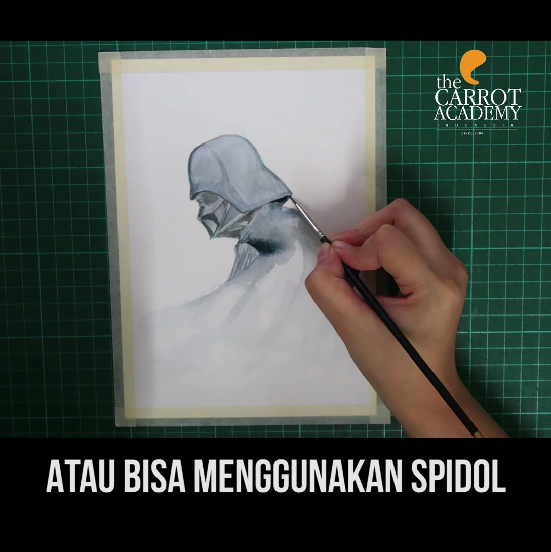 CARROT TUTORIAL - MENGGAMBAR DARTH VADER DENGAN CAT AIR TEKNIK WET ON ...