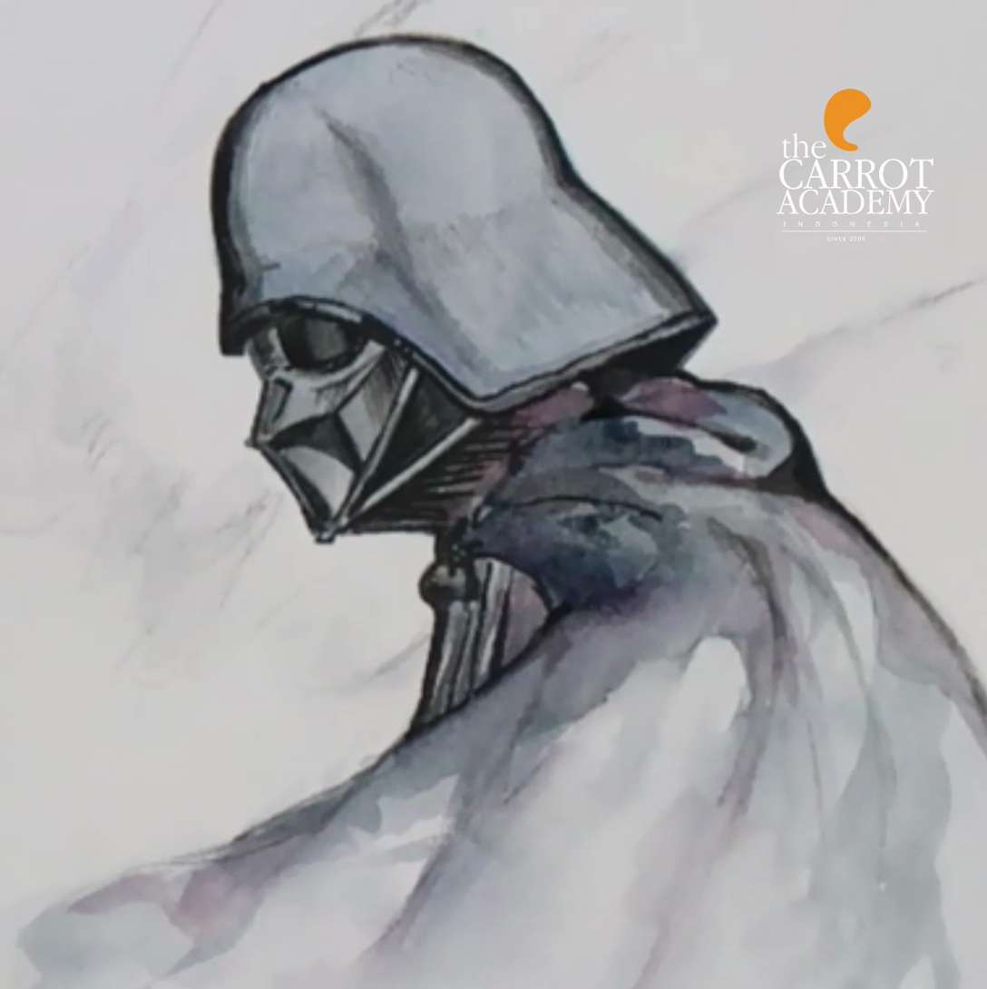 CARROT TUTORIAL - MENGGAMBAR DARTH VADER DENGAN CAT AIR TEKNIK WET ON ...